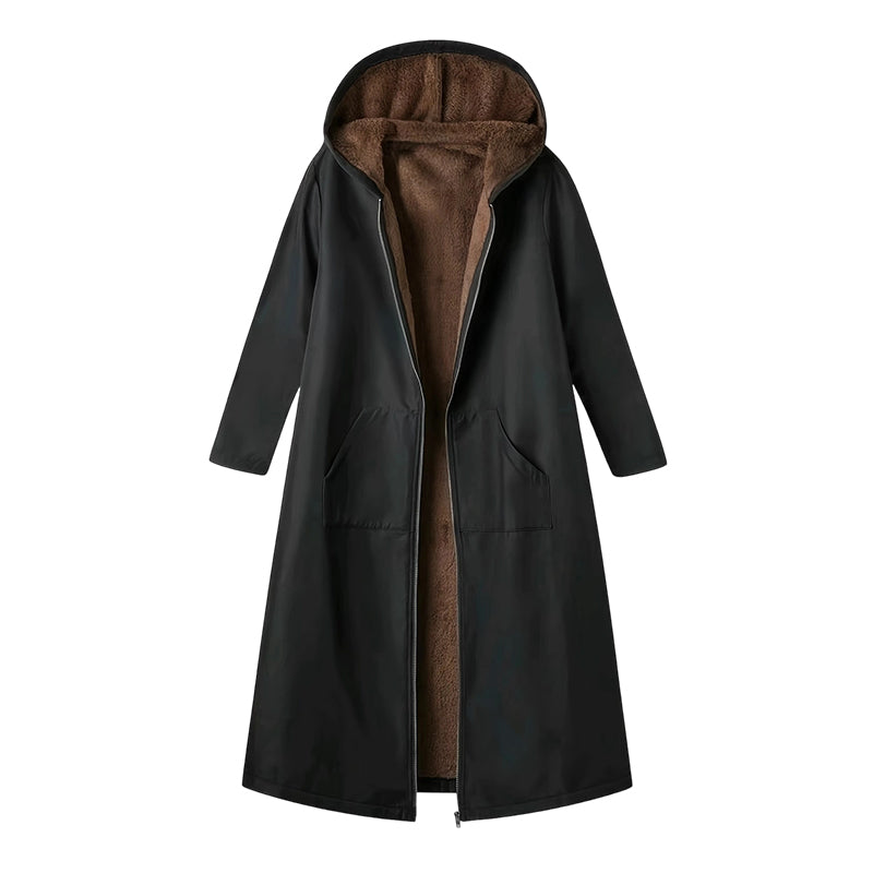 🔥Women’s Vintage Fuzzy-Lined Long Coat With Hood – aiyoumoi